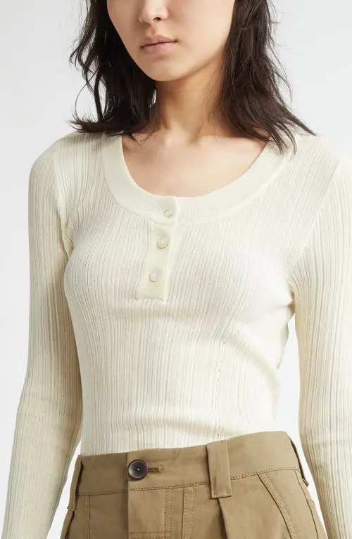 NACKIYE Keep Close Cotton & Silk Rib Henley - Butter
