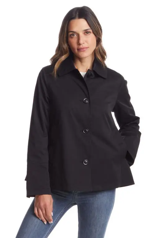 Gallery Button-front Raincoat - Black