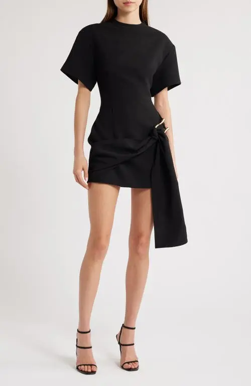 Lioness Martini Draped Belt Minidress - Onyx