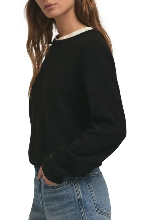 FAVORITE DAUGHTER Cashmere Crewneck Sweater - Black
