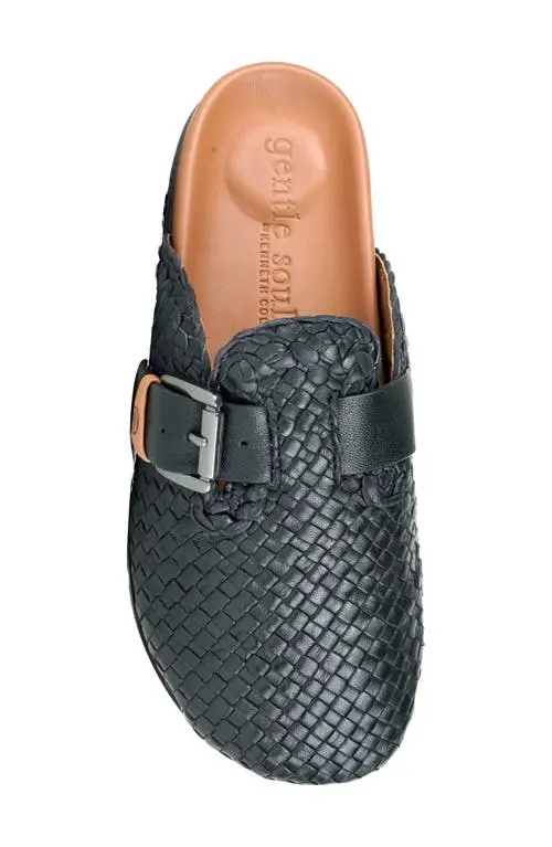 Gentle Souls By Kenneth Cole Brantley Woven Mules - Black Woven Leather