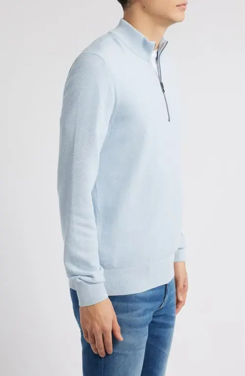 BOSS Ebrando Textured Cotton Half Zip Sweater - Lt Past/bu