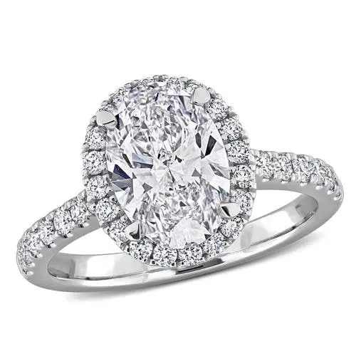 JULIANNA B. 2-3/5 Ctw Lab-grown Diamond Oval Halo Ring In 14k - White Gold