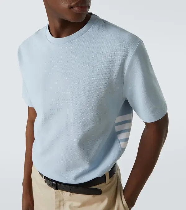 Thom Browne 4-bar Cotton Piqué Polo Shirt - Blue