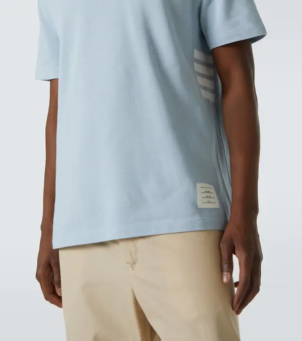 Thom Browne 4-bar Cotton Piqué Polo Shirt - Blue