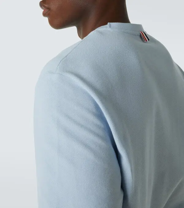 Thom Browne 4-bar Cotton Piqué Polo Shirt - Blue