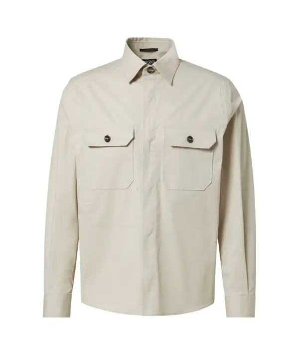 Zegna Cotton-blend Overshirt - White