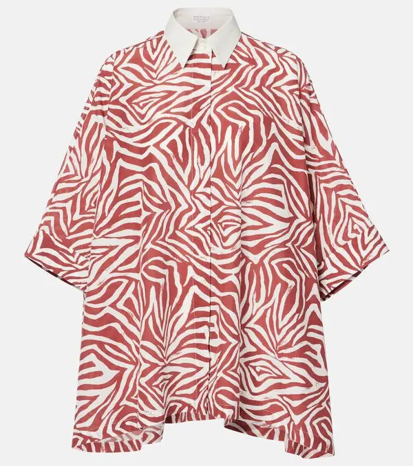 Brunello Cucinelli Printed Cotton And Silk Shirt - Multicoloured