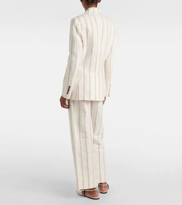 Brunello Cucinelli Striped Blazer - White