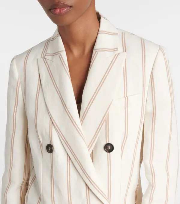Brunello Cucinelli Striped Blazer - White