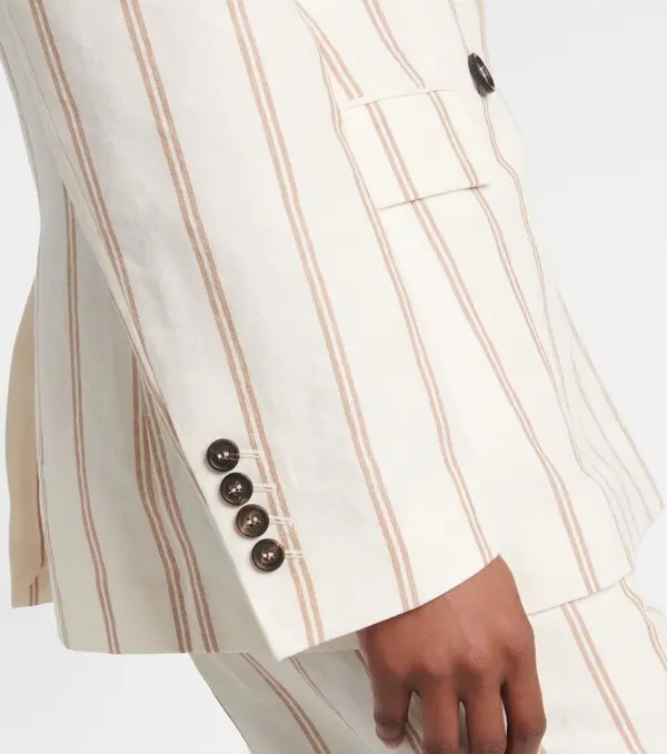 Brunello Cucinelli Striped Blazer - White