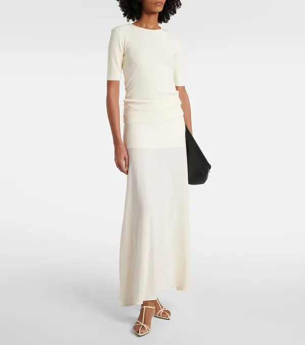 JIL SANDER Crêpe Midi Skirt - Beige