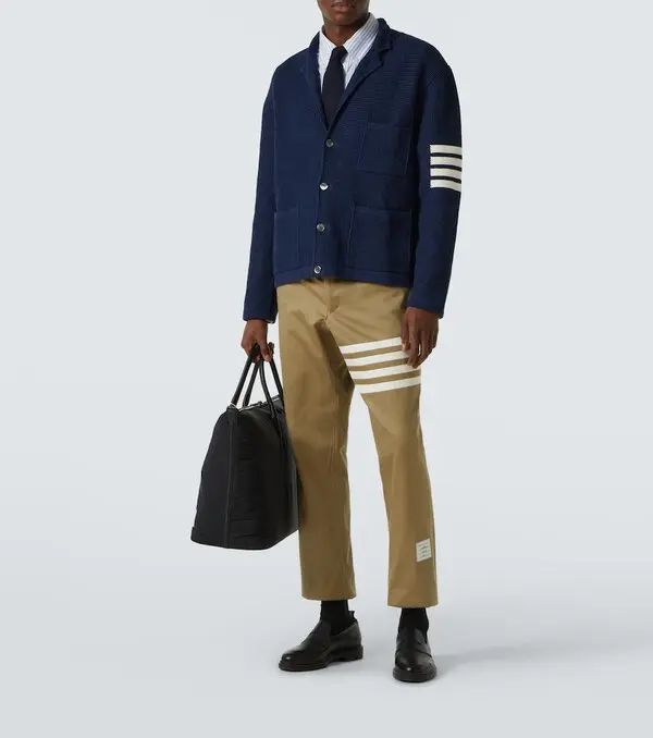 Thom Browne 4-bar Linen And Cotton-blend Cardigan