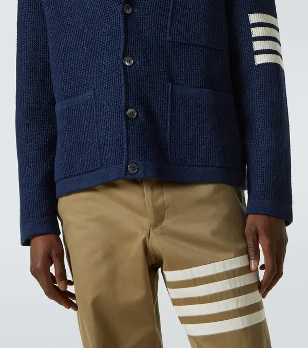 Thom Browne 4-bar Linen And Cotton-blend Cardigan