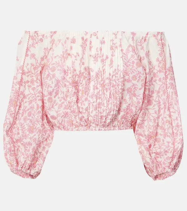 Poupette St Barth Bova Floral Cotton-blend Crop Top - Pink