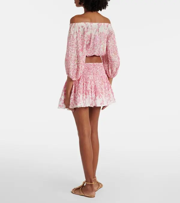 Poupette St Barth Bova Floral Cotton-blend Crop Top - Pink