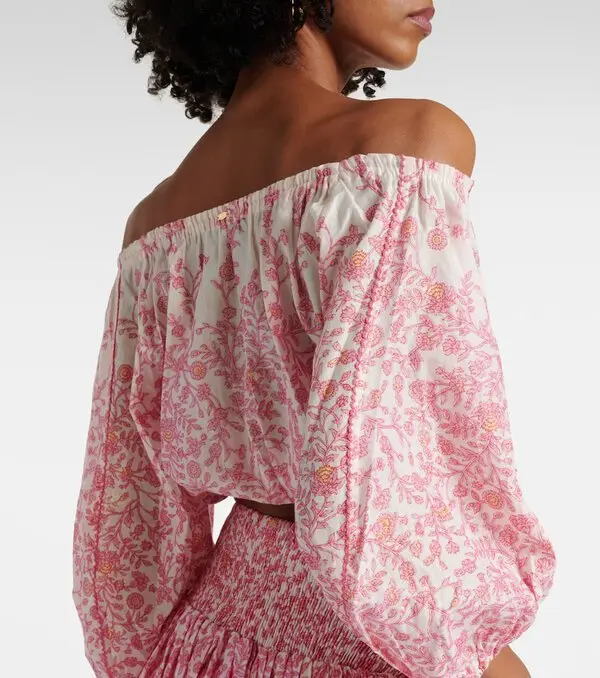 Poupette St Barth Bova Floral Cotton-blend Crop Top - Pink