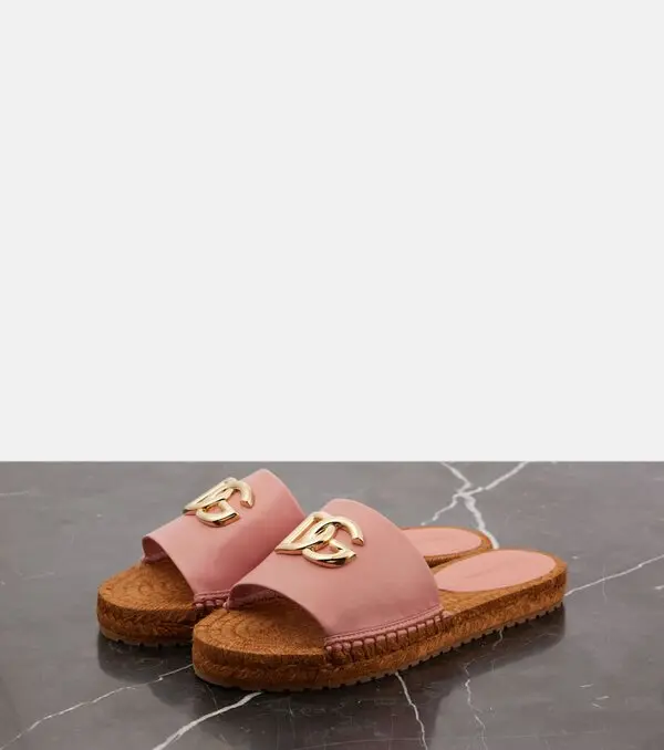 Dolce & Gabbana Dg Leather Espadrille Slides