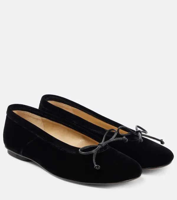 Le Monde Beryl Mica Velvet Ballet Flats - Black