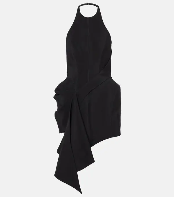 MUGLER Asymmetric Draped Mini Dress - Black
