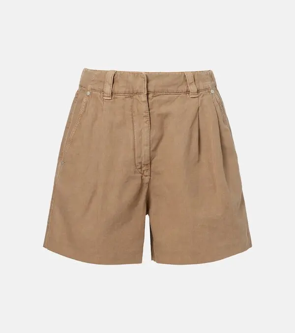 Brunello Cucinelli Cotton And Linen Bermuda Shorts - Beige
