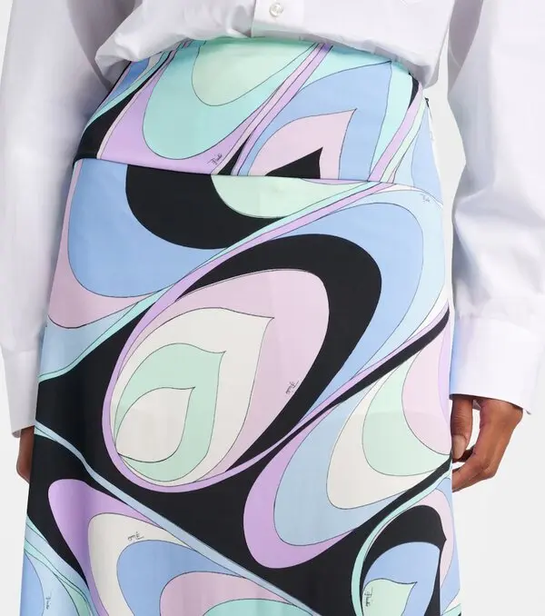 Emilio Pucci Jersey Satin Maxi Skirt - Blue