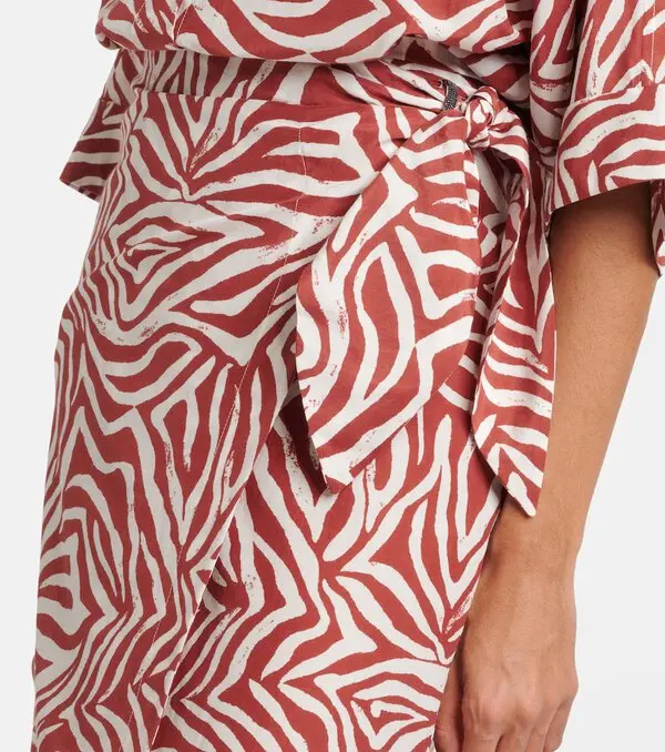 Brunello Cucinelli Printed Cotton And Silk Wrap Skirt