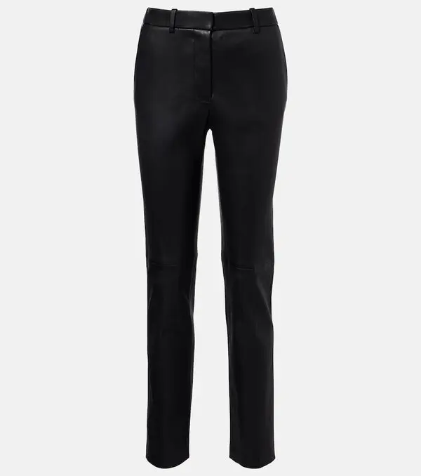 JOSEPH Coleman Leather Straight Pants - Black