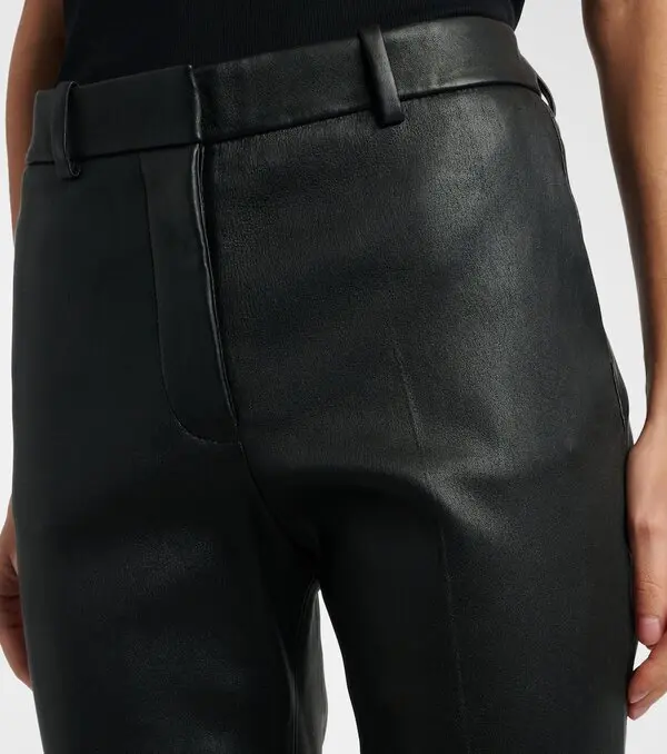 JOSEPH Coleman Leather Straight Pants - Black