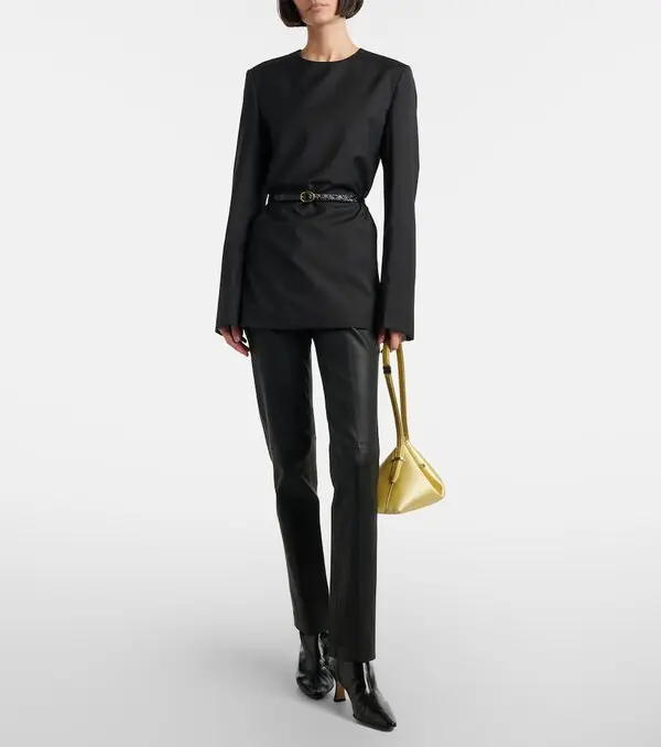 JOSEPH Coleman Leather Straight Pants - Black