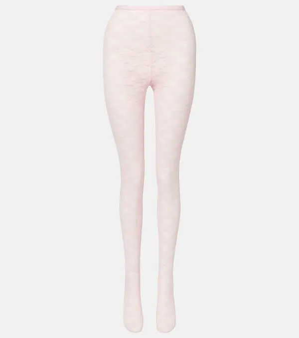 SELF-PORTRAIT Floral Lace Tights - Pink