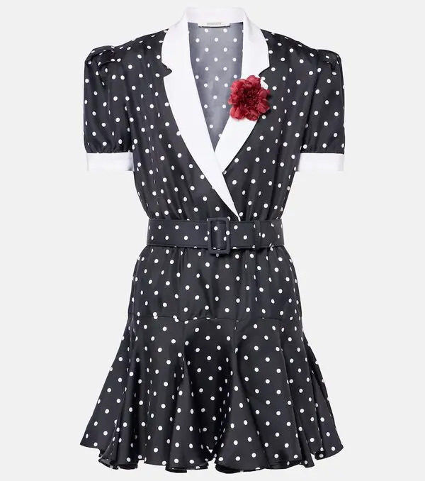 RODARTE Polka Dot Silk Twill Minidress - Black