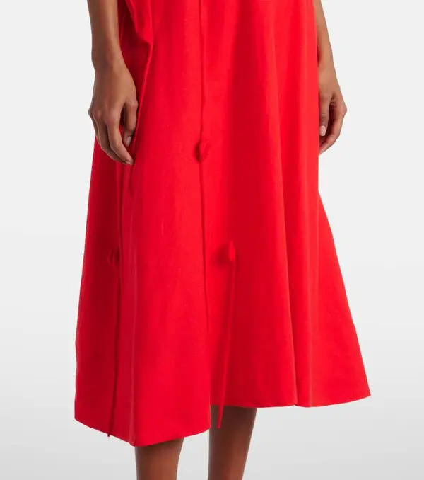 Farm Rio Floral Appliqu Linen-Blend Midi Dress In Red - 21% Off |  Editorialist