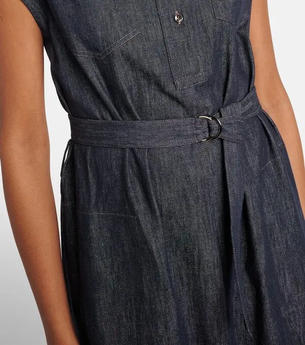 Brunello Cucinelli Belted Denim Maxi Dress - Blue