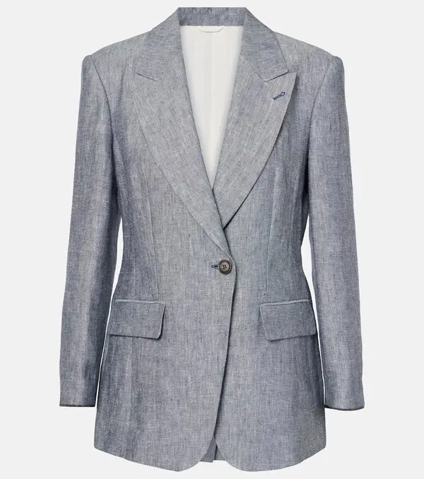 Brunello Cucinelli Hemp And Linen Blazer - Grey
