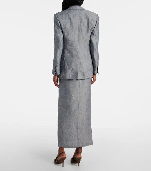 Brunello Cucinelli Hemp And Linen Blazer - Grey