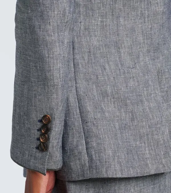 Brunello Cucinelli Hemp And Linen Blazer - Grey