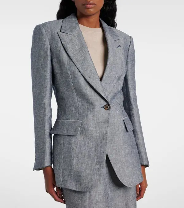 Brunello Cucinelli Hemp And Linen Blazer - Grey