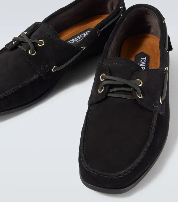 TOM FORD Robin Suede Boat Shoes - Black