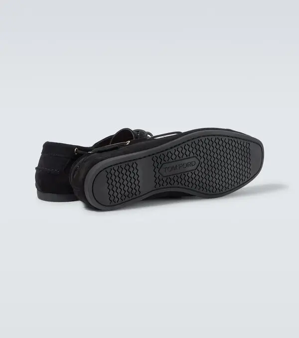 TOM FORD Robin Suede Boat Shoes - Black