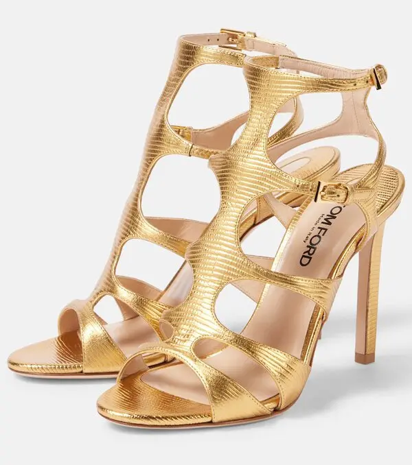 TOM FORD Paradis Snake-effect Leather Sandals