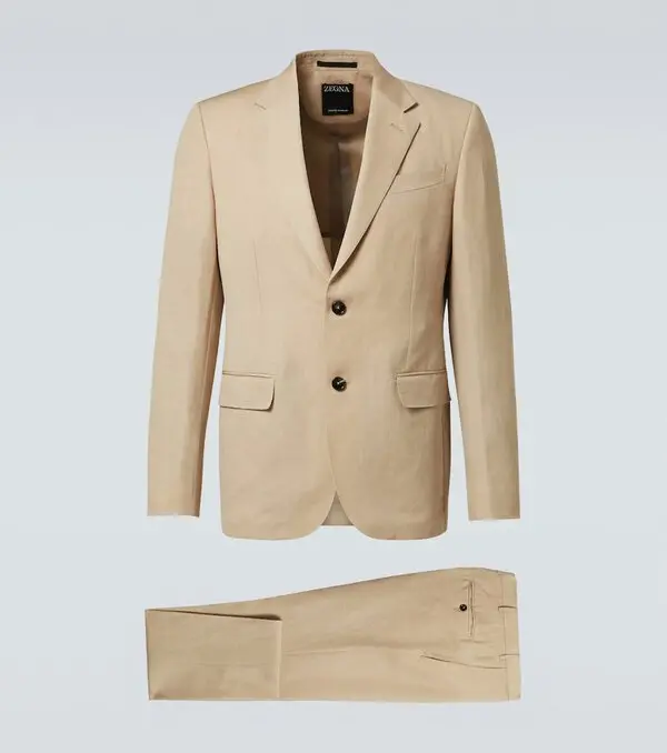 Zegna Trofeo Wool And Linen Suit - Beige