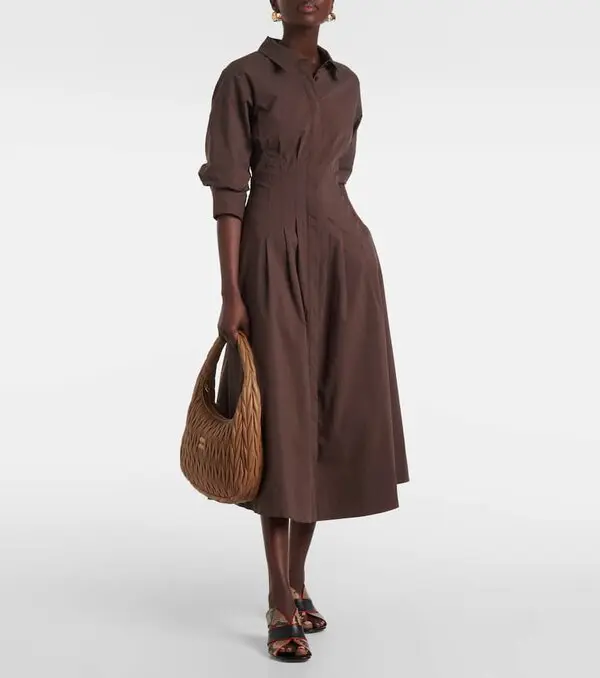 Simkhai Pintuck Cotton-blend Midi Dress - Brown
