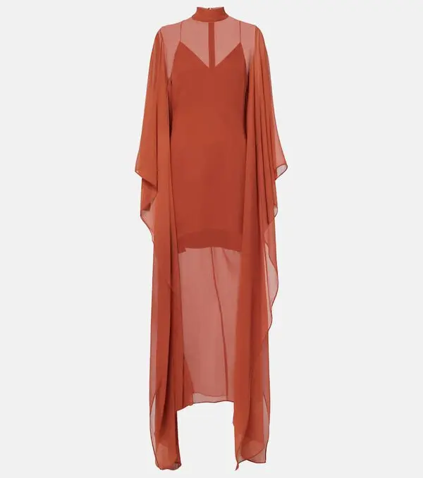 TALLER MARMO Lanzarote Silk Chiffon Kaftan - Red