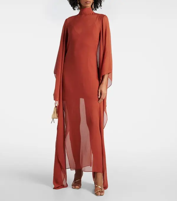 TALLER MARMO Silk Chiffon Kaftan - Red