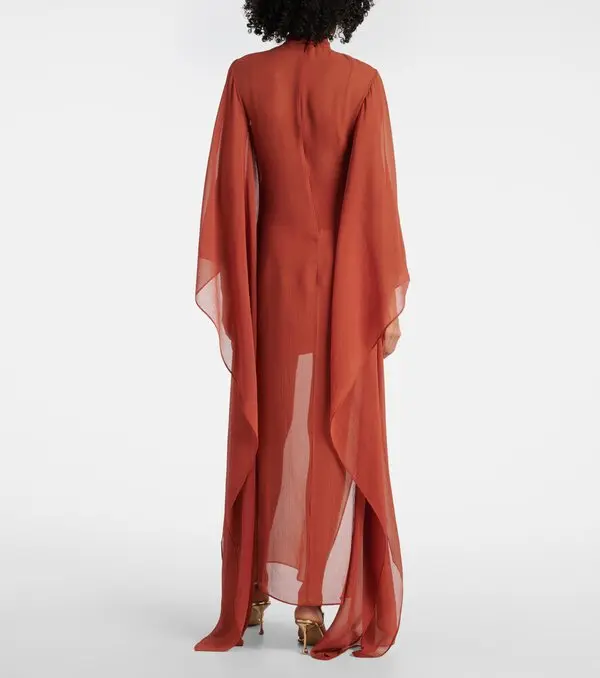 TALLER MARMO Silk Chiffon Kaftan - Red