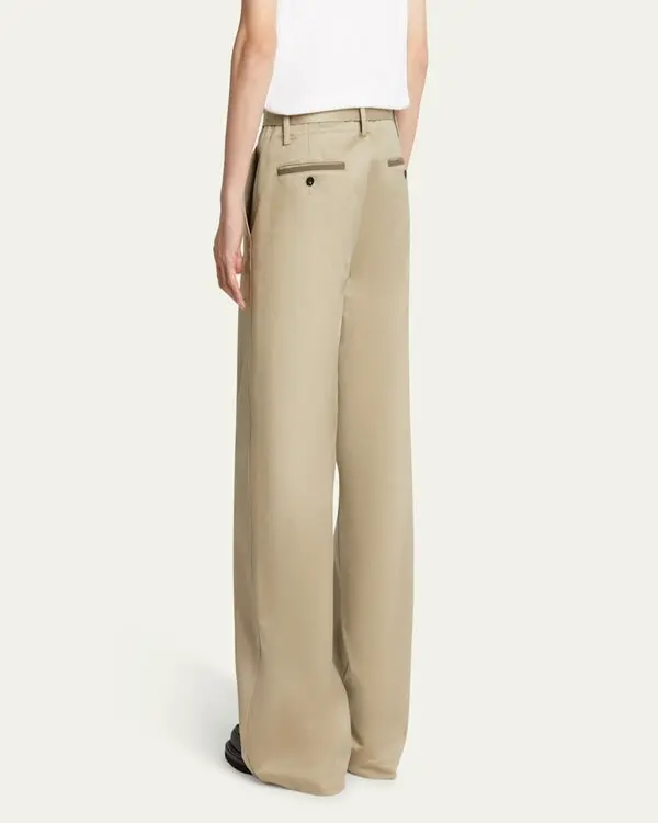 Sacai Wide-Leg Belted Chino Pants - Beige | Editorialist