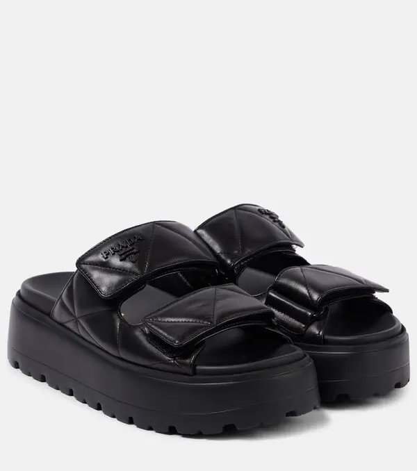 Prada Quilted Leather Platform Sandals