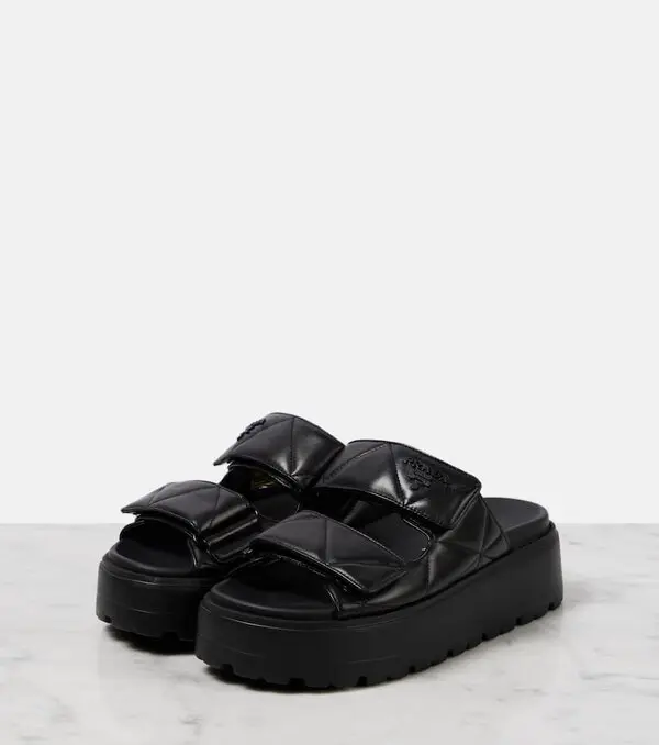 Prada Quilted Leather Platform Sandals