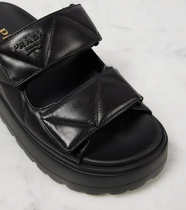 Prada Quilted Leather Platform Sandals